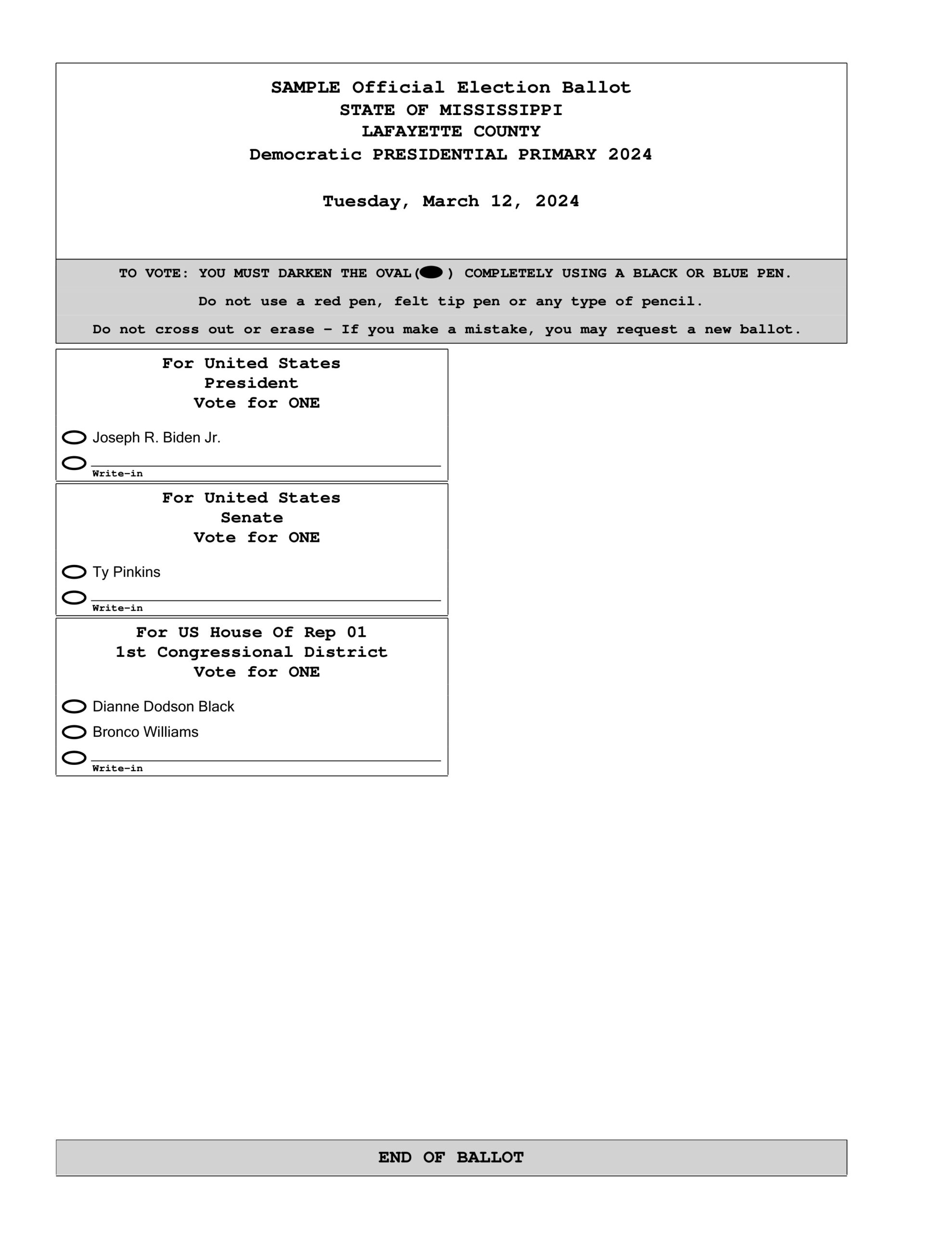 View sample ballots for March 12 election | The Oxford Eagle