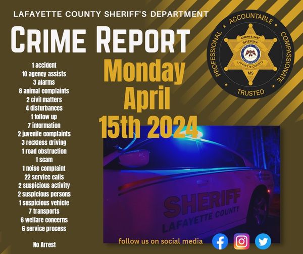 April 15 LCSD, OPD activity reports | The Oxford Eagle